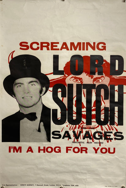 Original 1963 Screaming Lord Such I'm A Hog For You promo poster ...