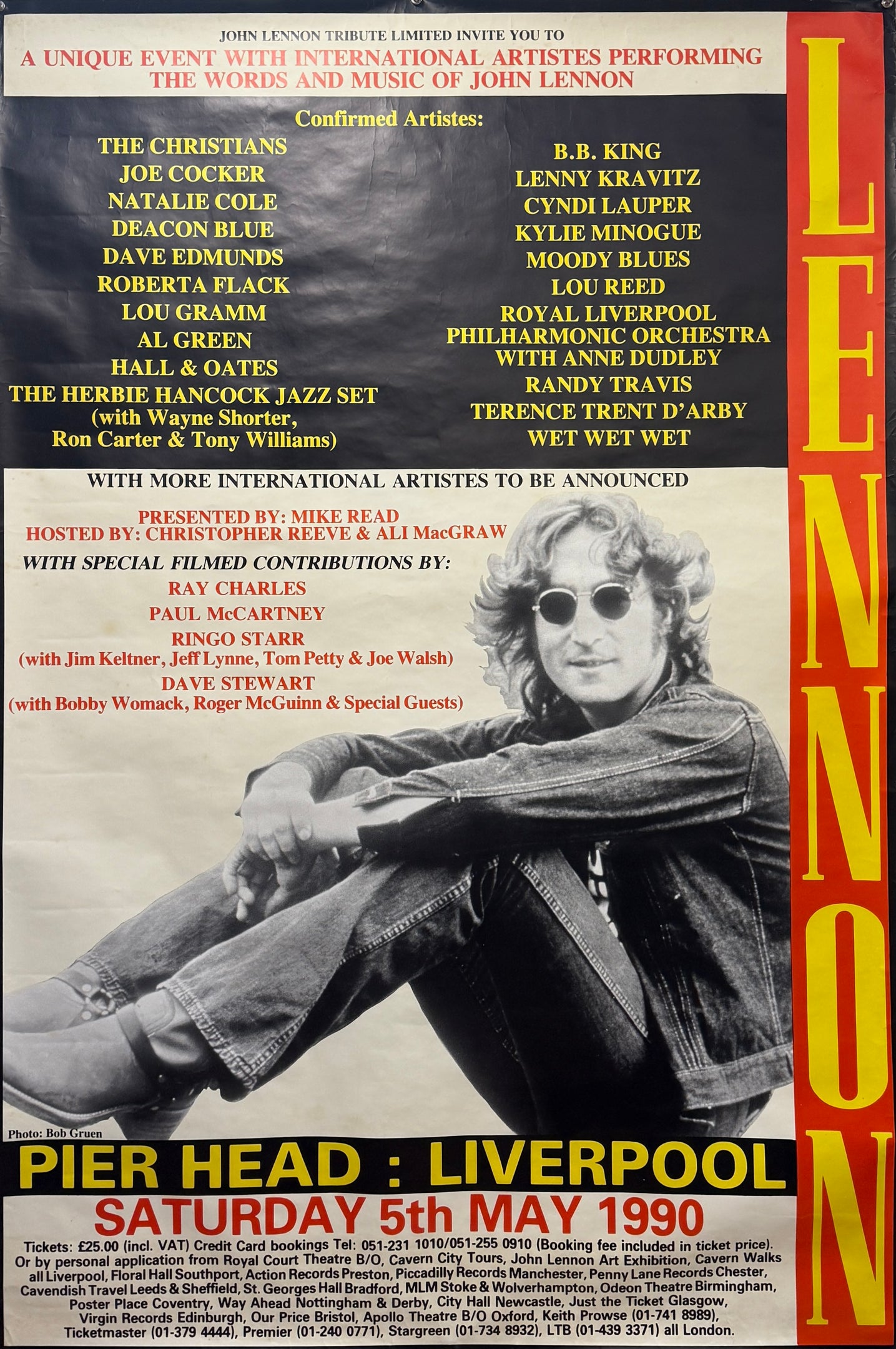 Original 1990 John Lennon Tribute Concert Poster - Bus Sheter/UK 4 She ...